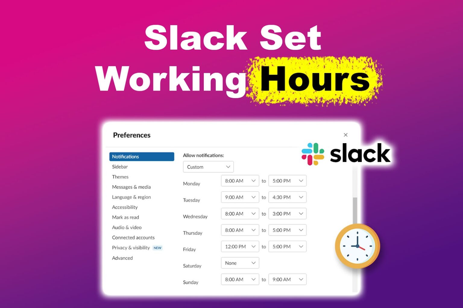 How to Set Up Your Work Hours in Slack [ 5 Easy Steps] - Portfolink